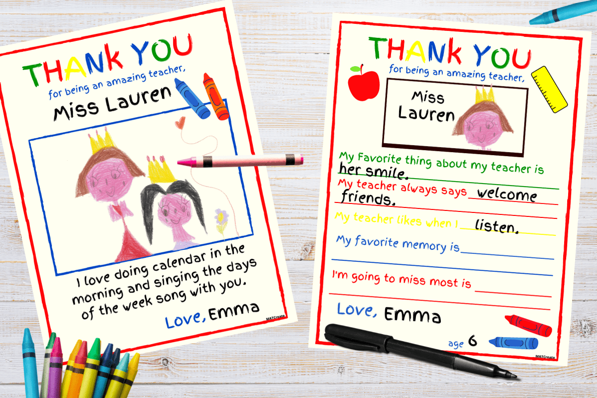 End Of Year Teacher Printable Keepsakes – MAT Create